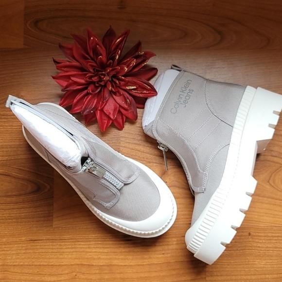 Calvin Klein Jeans | Shoes | Calvin Klein Jeans Light Grey Bertie Boot ...
